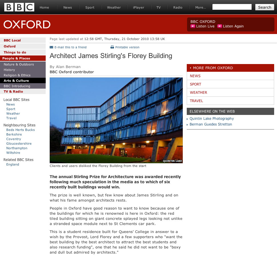 Photos of James Stirling’s Florey Building Featured on BBC Oxford ...